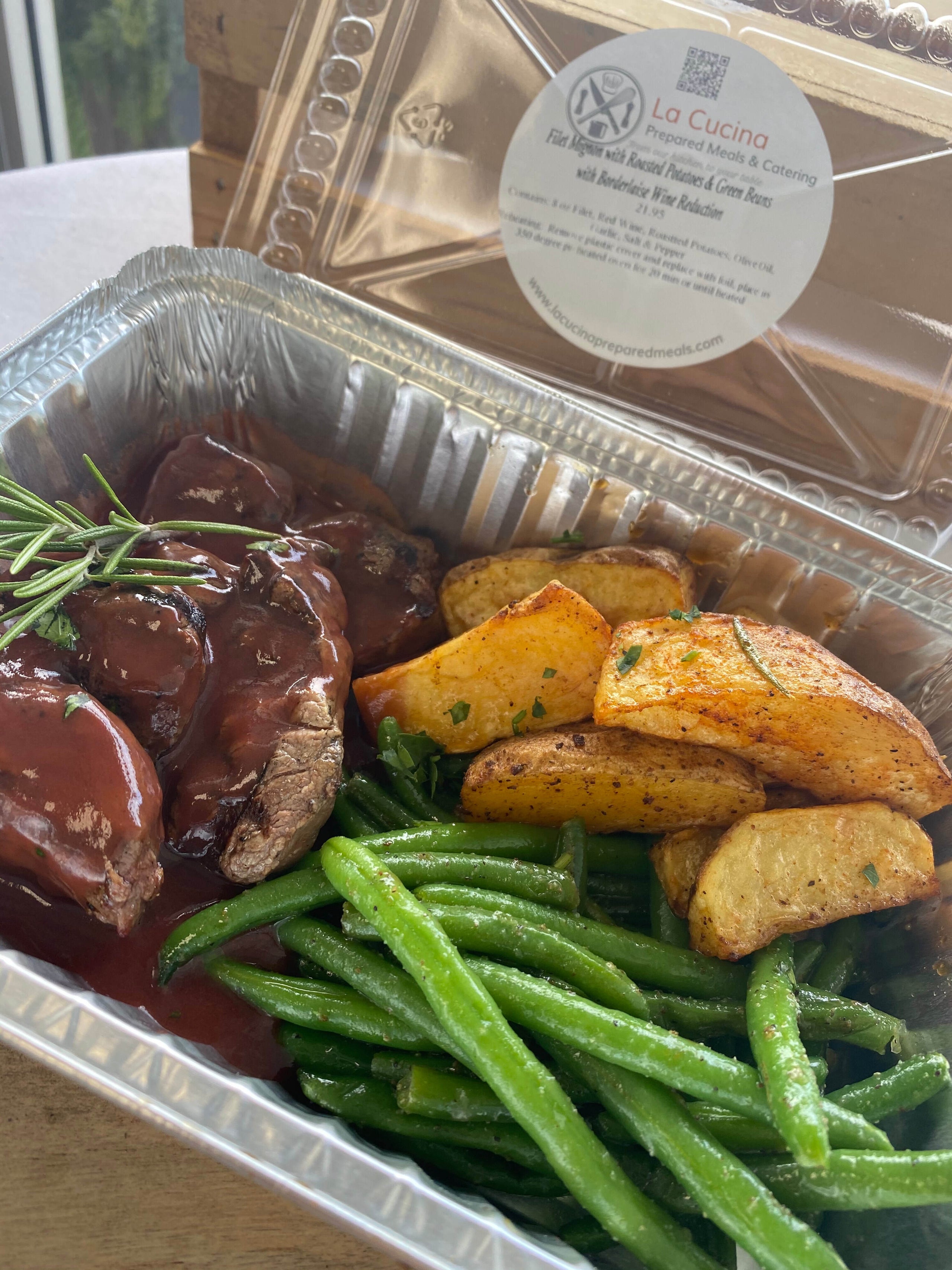 Spinach & Asaigo Stuffed Filet Mignon | La Cucina Prepared Meals & Catering